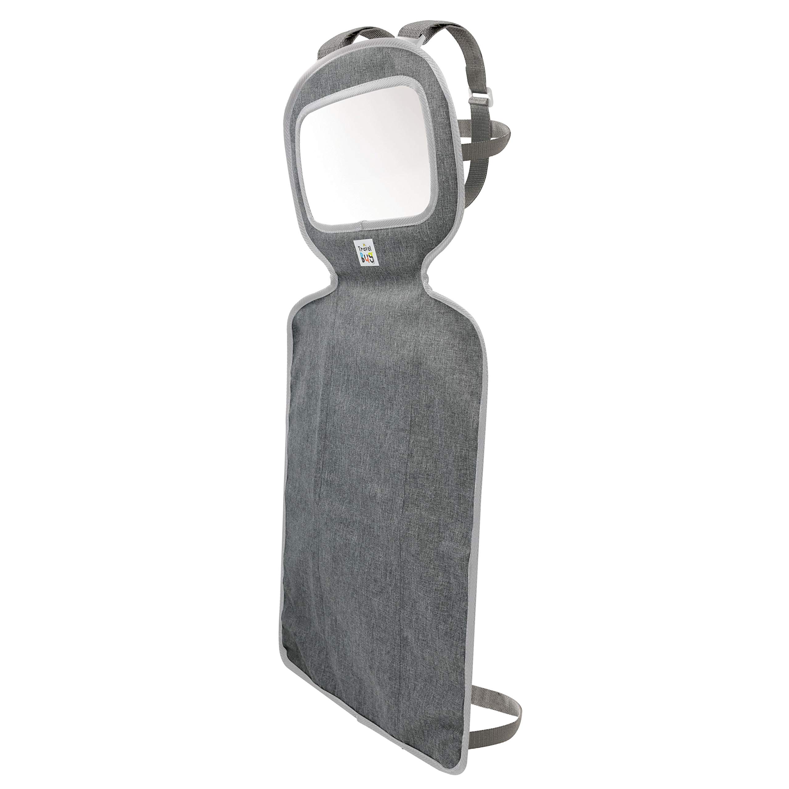 Travel Bug Baby & Toddler Shatter Resistant Mirror With Built-in Kick Mat For Forward Facing Car Seats - Grey