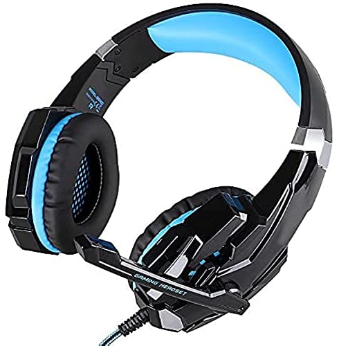 SENHAI G9000 3.5mm Game Gaming Headphone Headset Earphone Headband with Microphone LED Light for Computer Tablet Mobile Phones PS4 - Black and Blue