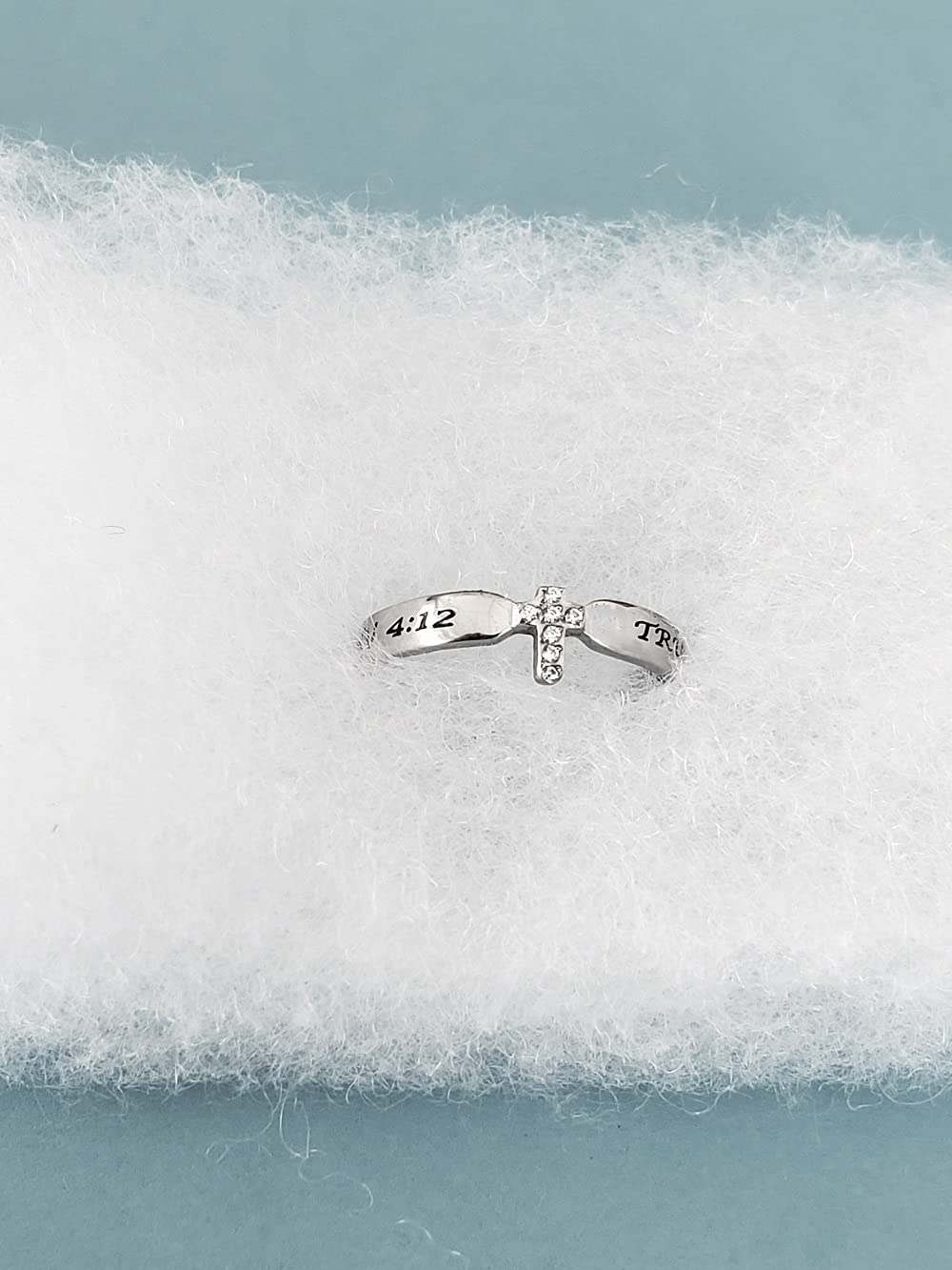 Spirit & Truth Stainless Steel Petite Center Cross Ring True Love Waits (5)