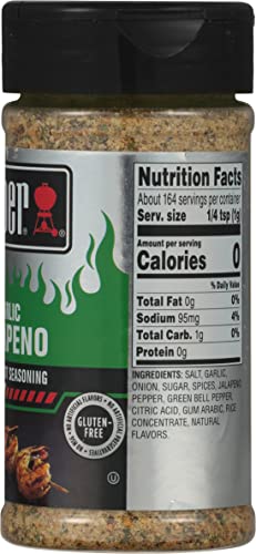 Weber Garlic Jalapeno Seasoning, 5.75 Ounce Shaker (Pack of 6)