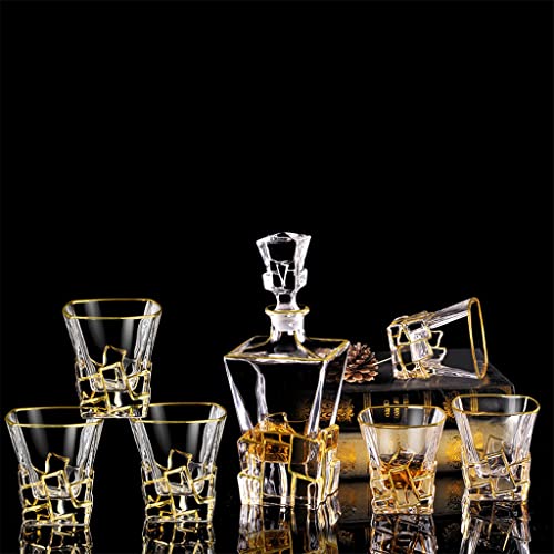 YANGRRJ Luxurys Gold-painted Whisky Bottle Set Creative Crystal Glass Wine Glass Beer Glass Wine Set (Color : D, Size : 1)