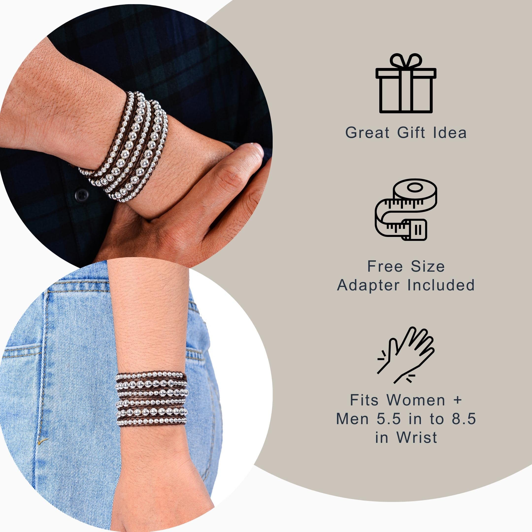 spirit wrist Silver Zinc + Brown Dakota Boho Wrap Bracelet