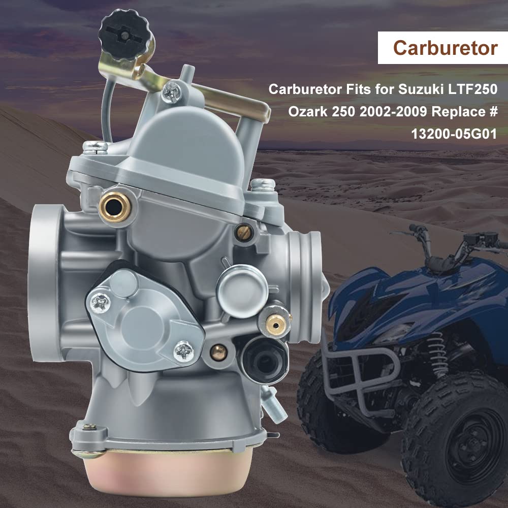 Triumilynn Carburetor for Su-zu-ki LTF 250 Ozark 2002-2009, for Su-zu-ki LTZ 250 Quadsport 250 Carb 2004-2009, for Su-zu-ki LT-F250F Ozark 2002-2003, Replace# 13200-05G01
