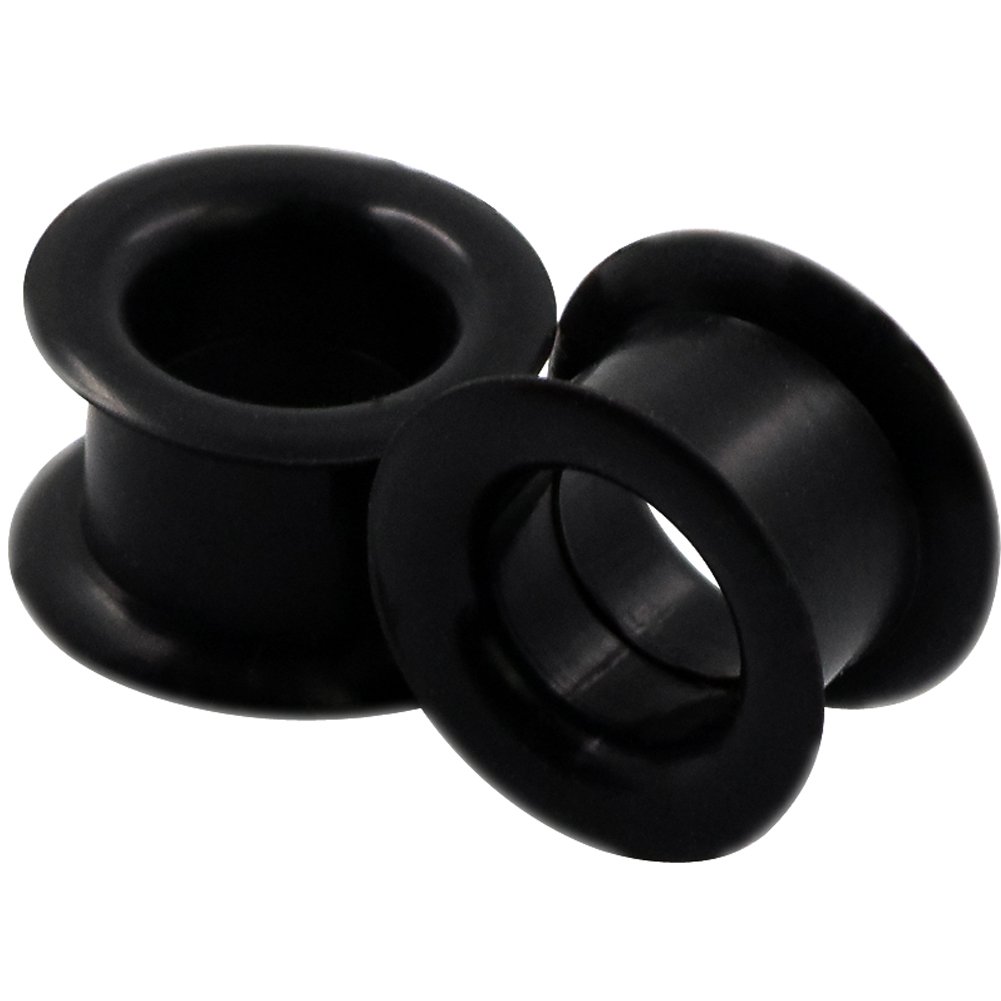 Oyaface 2PCS Black Hard Silicone Flexible Ear Skin Tunnels Expanders Gauges Hollow Sturdy Body Piercing 25mm(1")