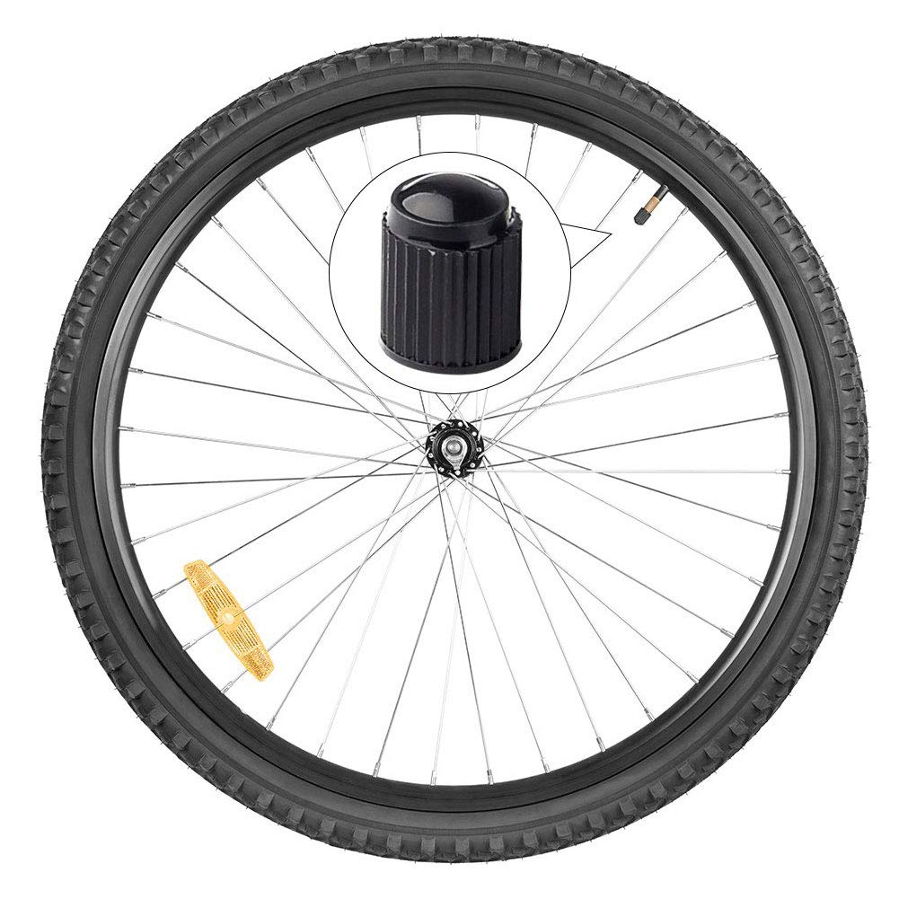Tyre Valve Caps, 20Pcs Plastic Car Tire Stem Dust Covers for SUV, Motorbike, Trucks, Bike, Bicycle, Black
