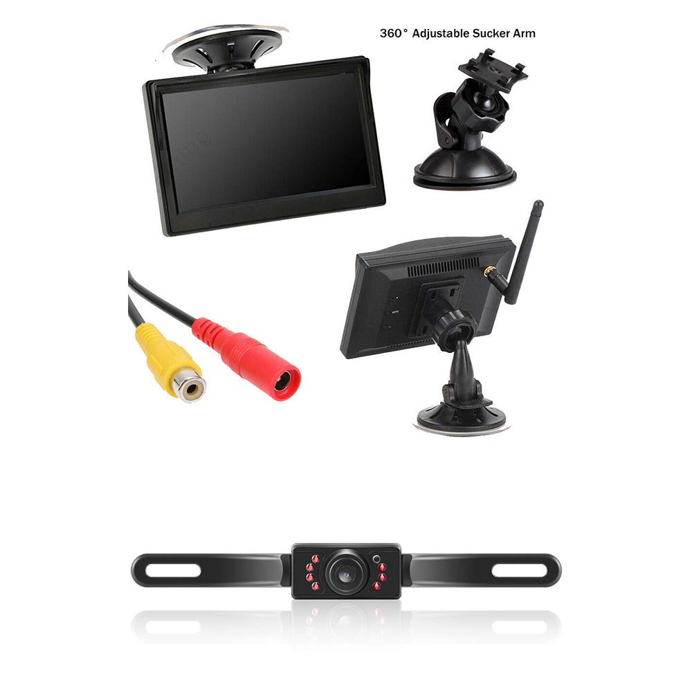 Wireless Reversing Parking Camera,5" TFT-LCD HD WiFi Backup Camera,IP68 Waterproof 360° Rear View Monitor