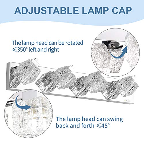 TRLIFE Bathroom Vanity Light Fixtures, 26inches Crystal Vanity Light Fixture Modern Bathroom Lights Over Mirror 4 Lights Vanity Light for Bathroom