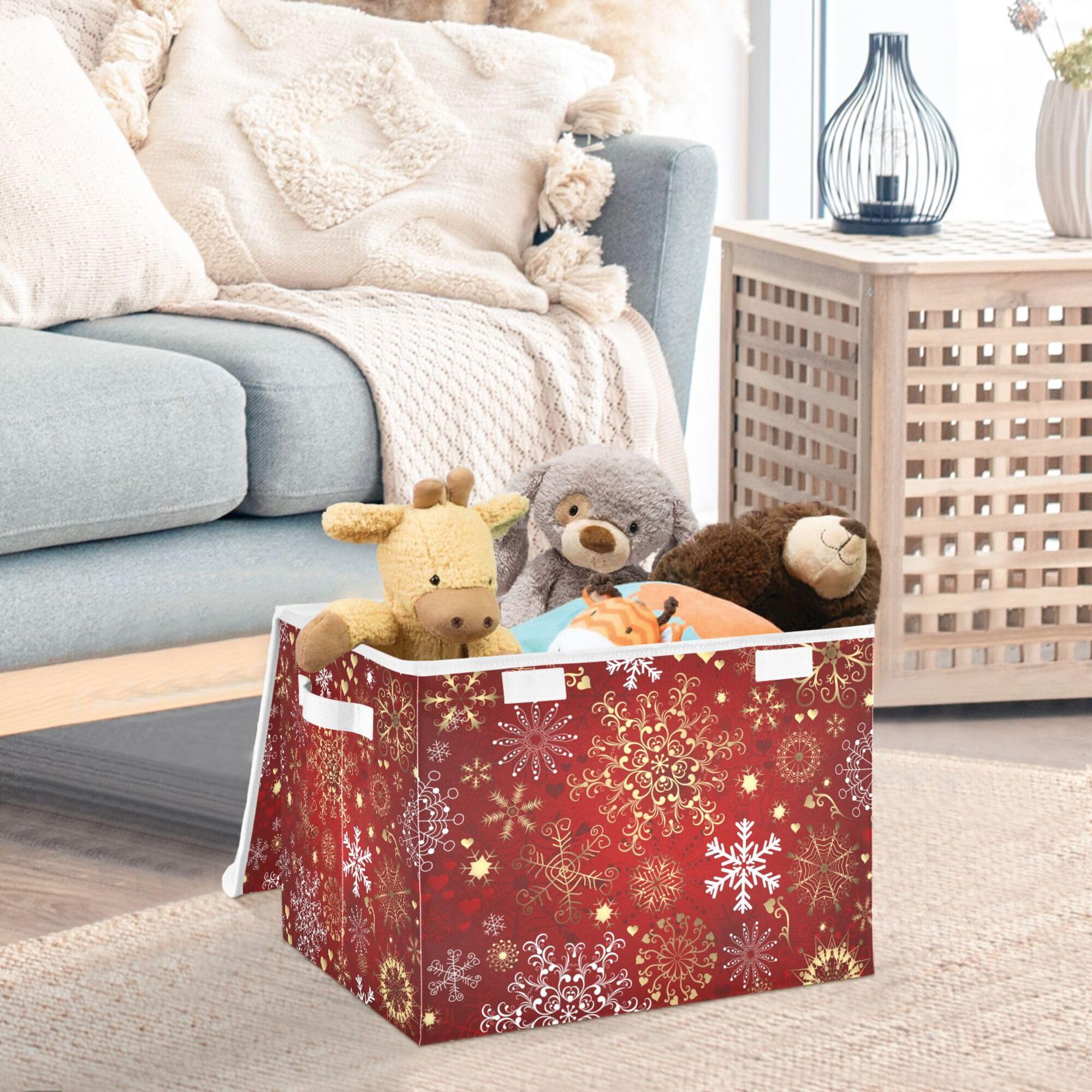 xigua Christmas Snowflakes Storage Bins with Lids and Carrying Handle,Foldable Storage Boxes Organizer Containers Baskets Cube with Cover for Home Bedroom Closet Office Nursery