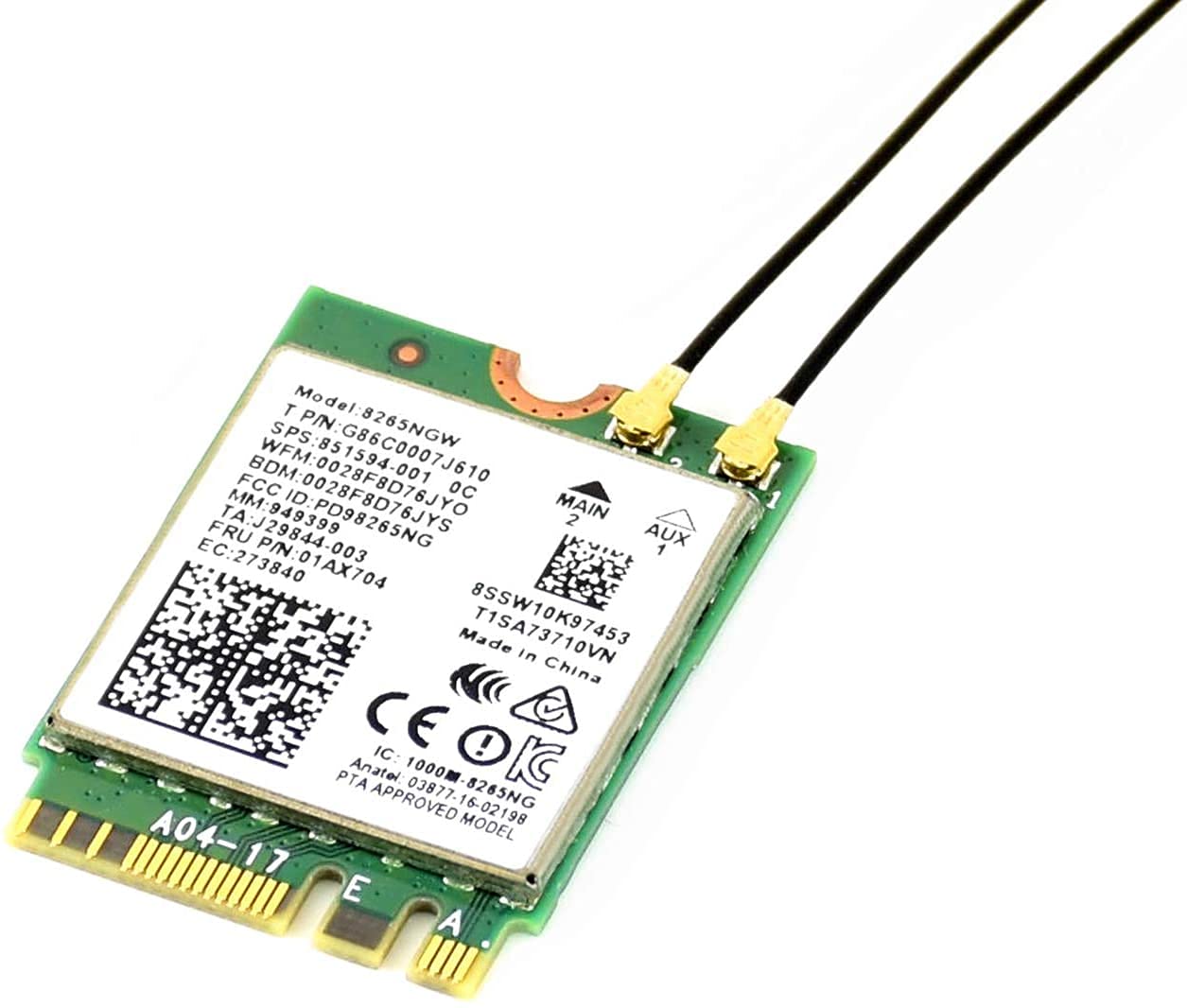 Wireless-AC8265 Dual Mode AC8265 Wireless NIC Module for Jetson Nano Developer Kit M.2 NGFF WiFi Card Support 2.4GHz / 5GHz 300Mbps / 867Mbps Dual Band WiFi and Bluetooth 4.2