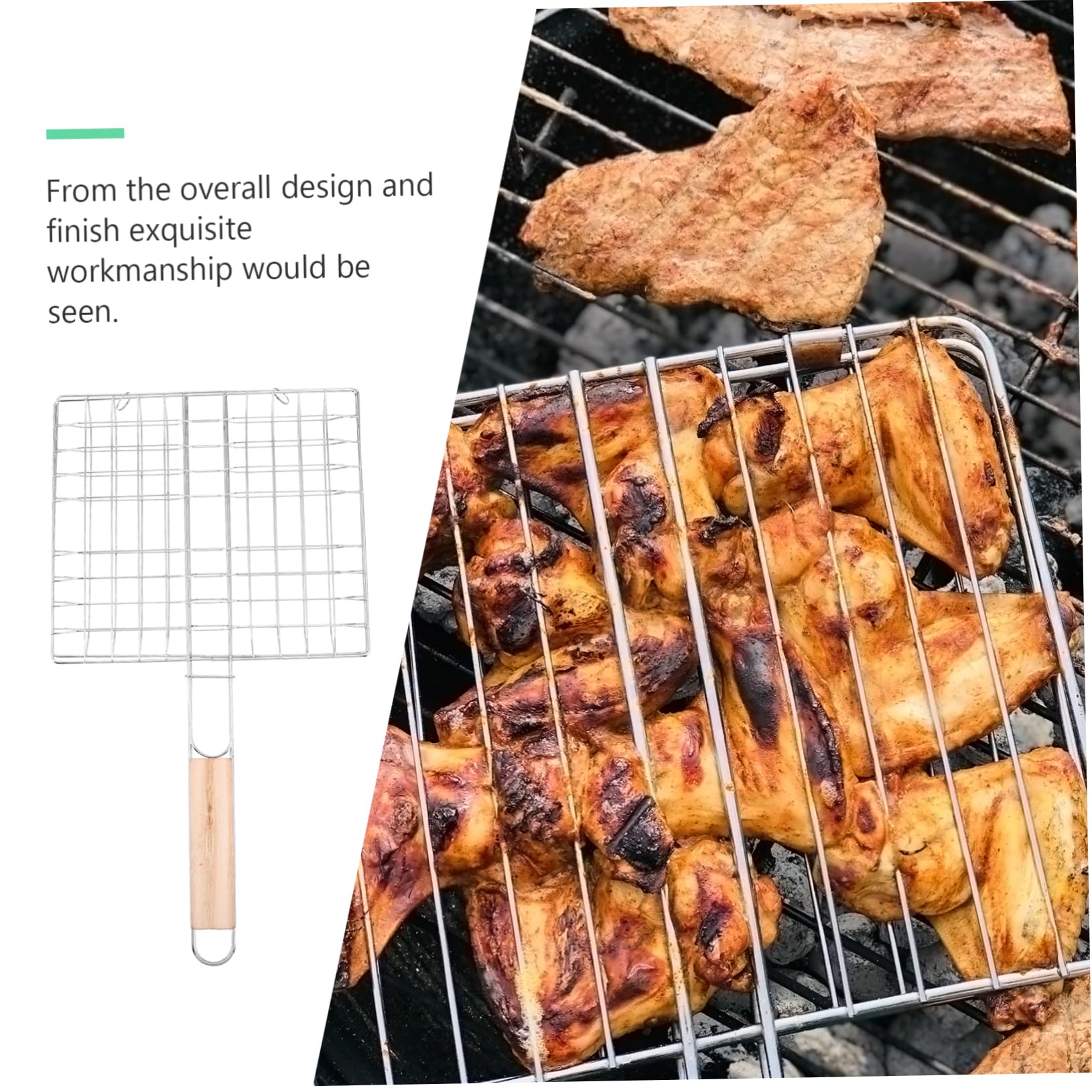 SECFOU 1pc BBQ net Cooking Fish Grill Rack Holder Stainless Steel Grill Grate Cooling Racks Barbeque Grill Grilling Basket Fish Grill Basket Folding Grill Smoker Iron Barbecue Hamburger