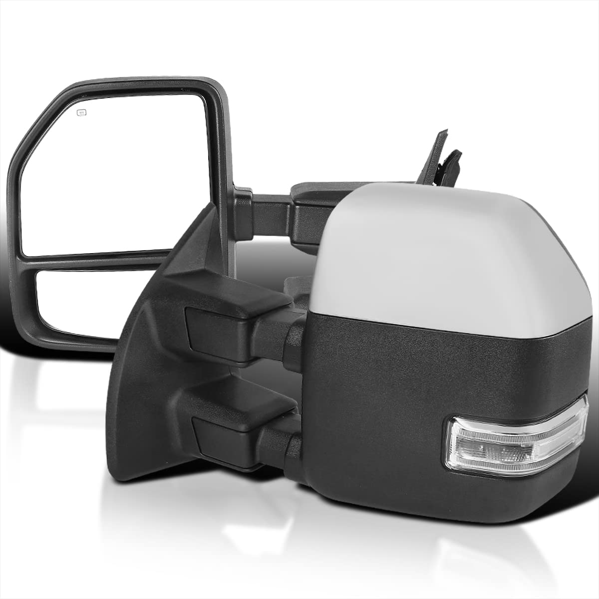 Spec-D Tuning Chrome Telescopic Towing Mirror Clear Signal Power Heated Compatible with Ford F250 Super Duty 1999-2016