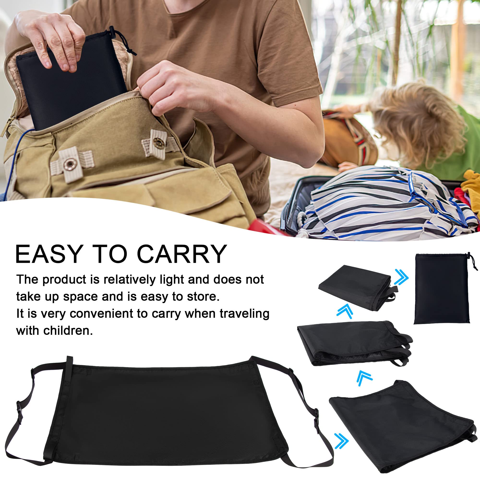 Ximepayu Upgraded Waterproof Airplane Bed for Toddlers, Child Airplane seat Extender, Essential for Babies and Children Airplane Travel, Lightweight and Foldable (Black)