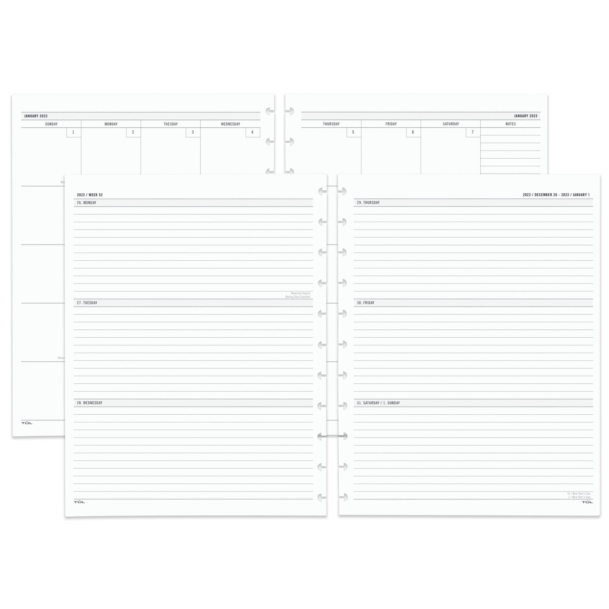 TUL® Discbound Weekly/Monthly Refill Pages, Letter Size, January to December 2023