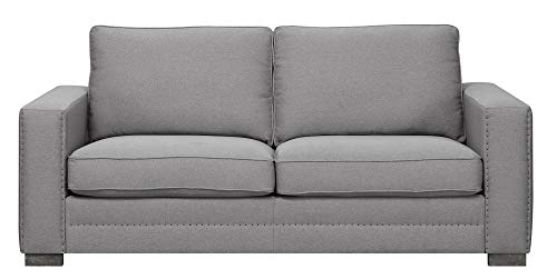 Serta Hemsley Contemporary Upholstered Sofa with Nail Detailed Trim, Modern Living Room Fabric Couch, Track Arm, 81", Soothing Pewter
