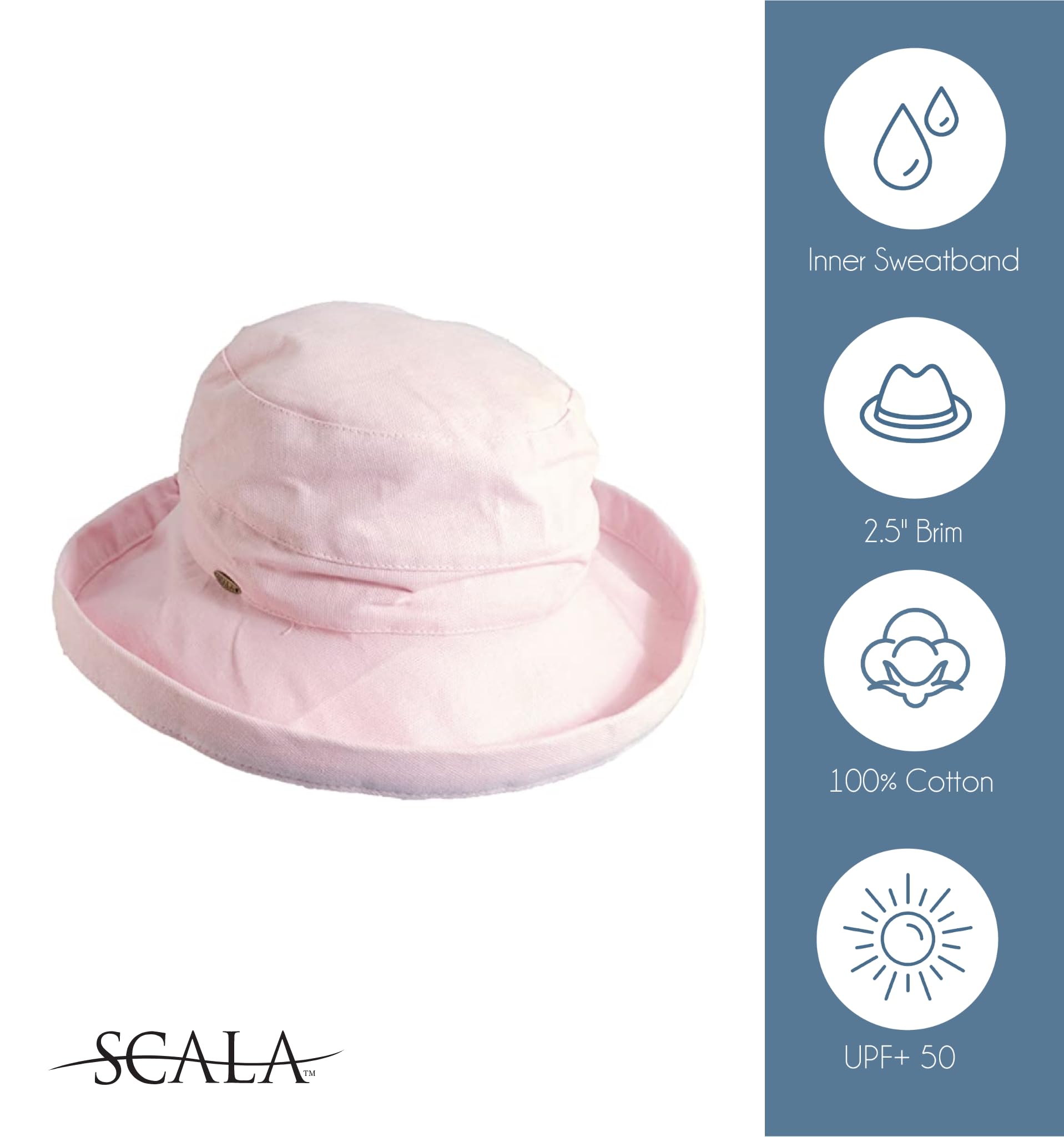Scala Women's Medium Brim Cotton Hat, Linen, One Size