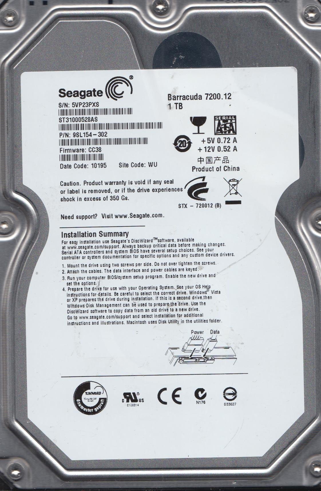 Seagate ST31000528AS 1TB Hard Drive (Renewed)