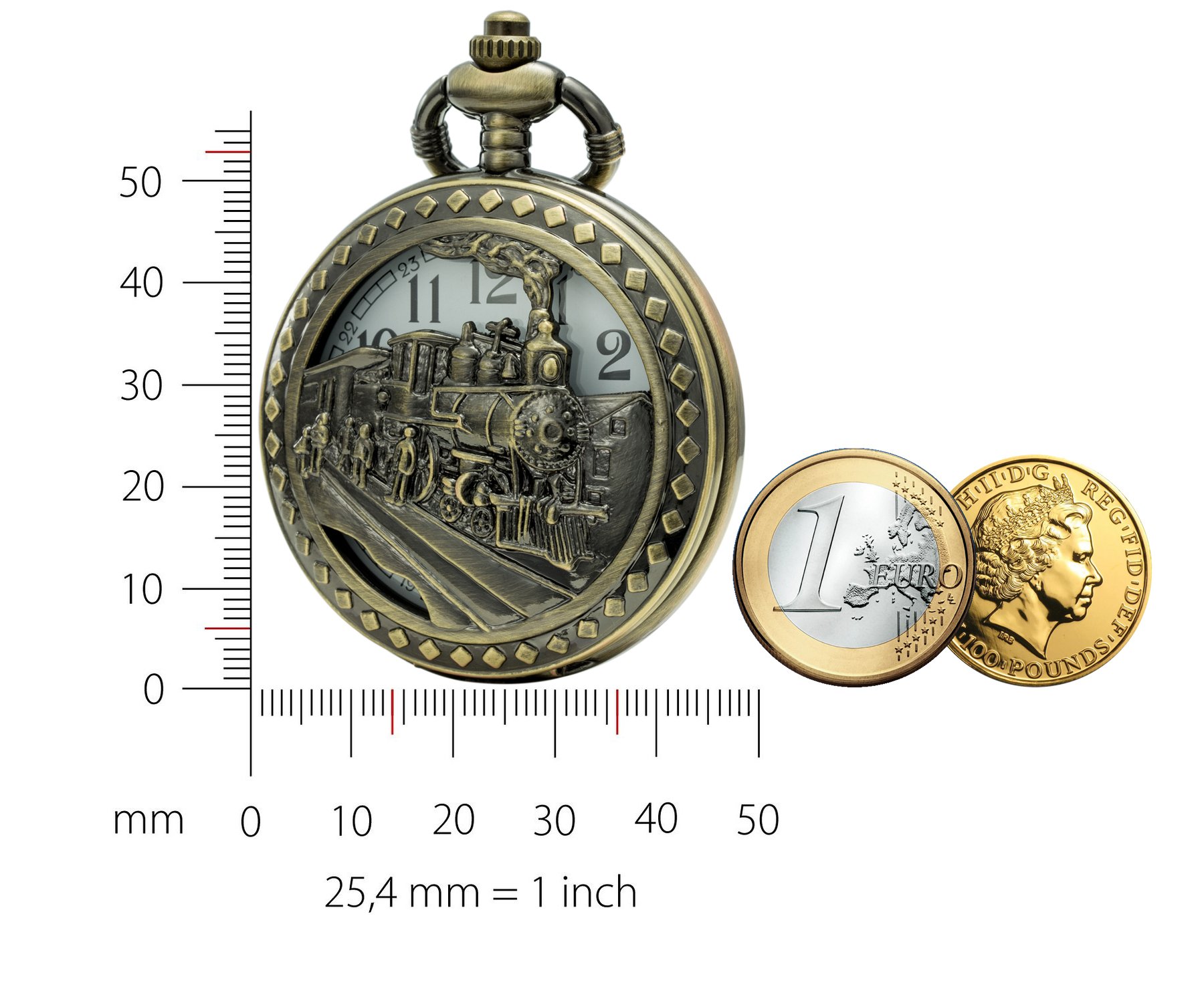 SEWOR Japan Quartz Movement Pocket Watch with Double Chain (Metal & Leather) (Train)