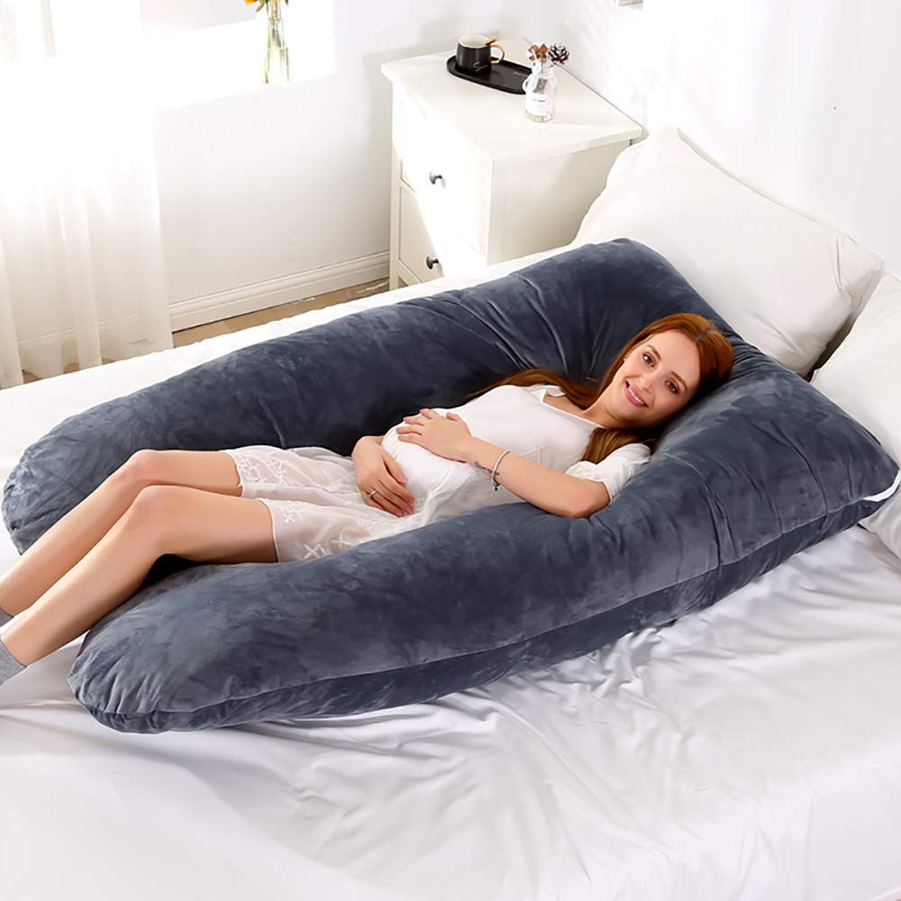 Toplimit Pregnancy Pillow, U Shaped 55" Body Pillow for Pregnant Women Maternity Pillow,Full Body Pregnancy Pillow (Dark Gary)
