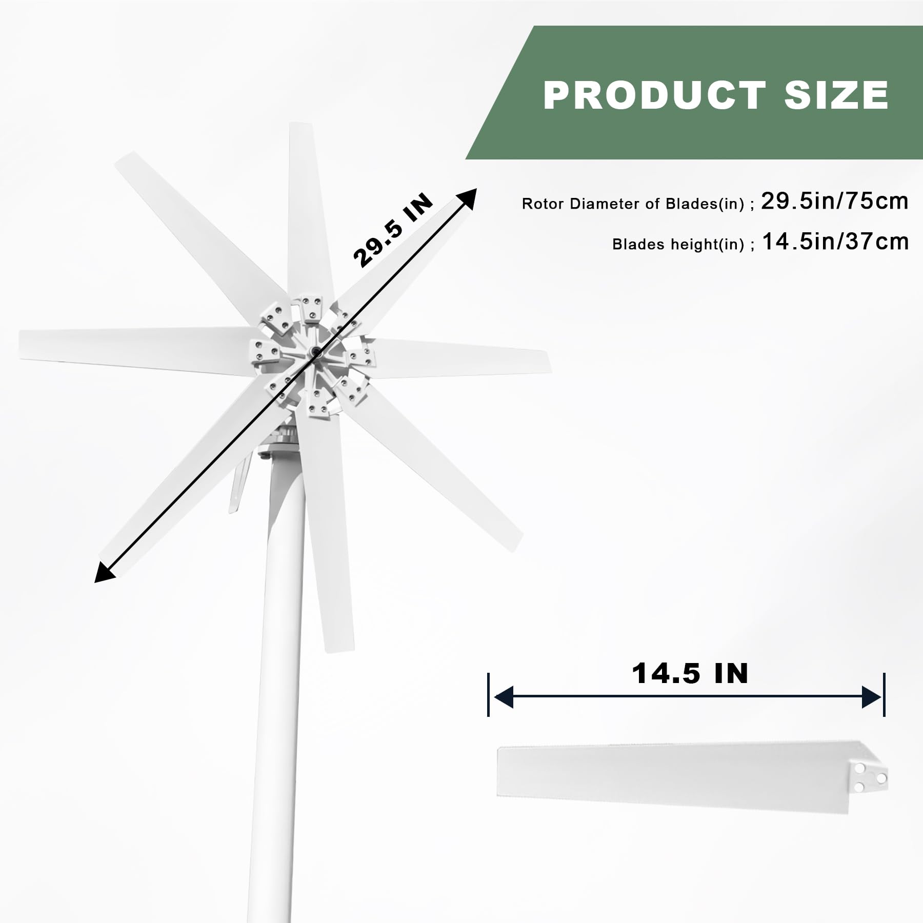 Smaraad Wind Turbine Generator 600W 24V, Wind Generator Kit with MPPT Controller 8 Blades for Home, RV, Boat, Car, Easy to Install
