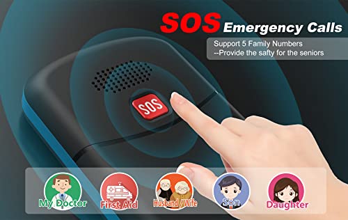 USHINING Seniors Cell Phones Unlocked SOS Button Hearing Aid Compatible 3G T Mobile Cell Phones for Seniors Large Volume 2.4 Inch HD Screen Basic Cell Phones with Charging Dock (Black)