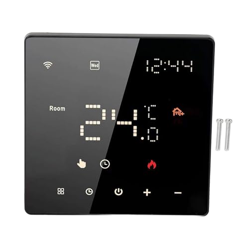 Smart Thermostat, 100-250VAC High Accuracy PC Shell 7 Day Programmable APP Control Home Temperature Controller Digital Touch Screen for Room (3A Water Floor Heating Wall Hanging
