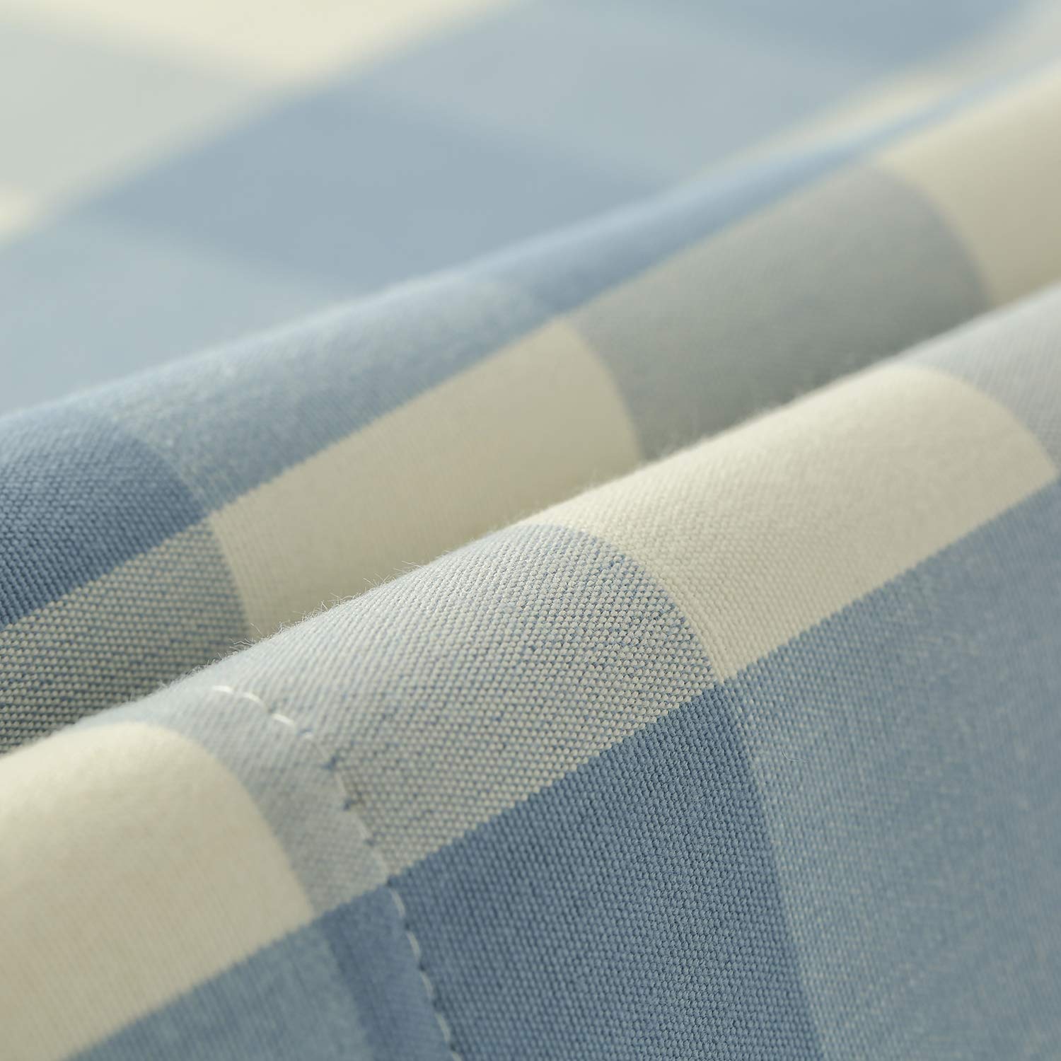 VOGOL Buffalo Check Valance for Windows, Blue and White Kitchen Garden Farmhouse Valance 18 Inch Long Rod Pocket Valance for Small Windows, One Panel