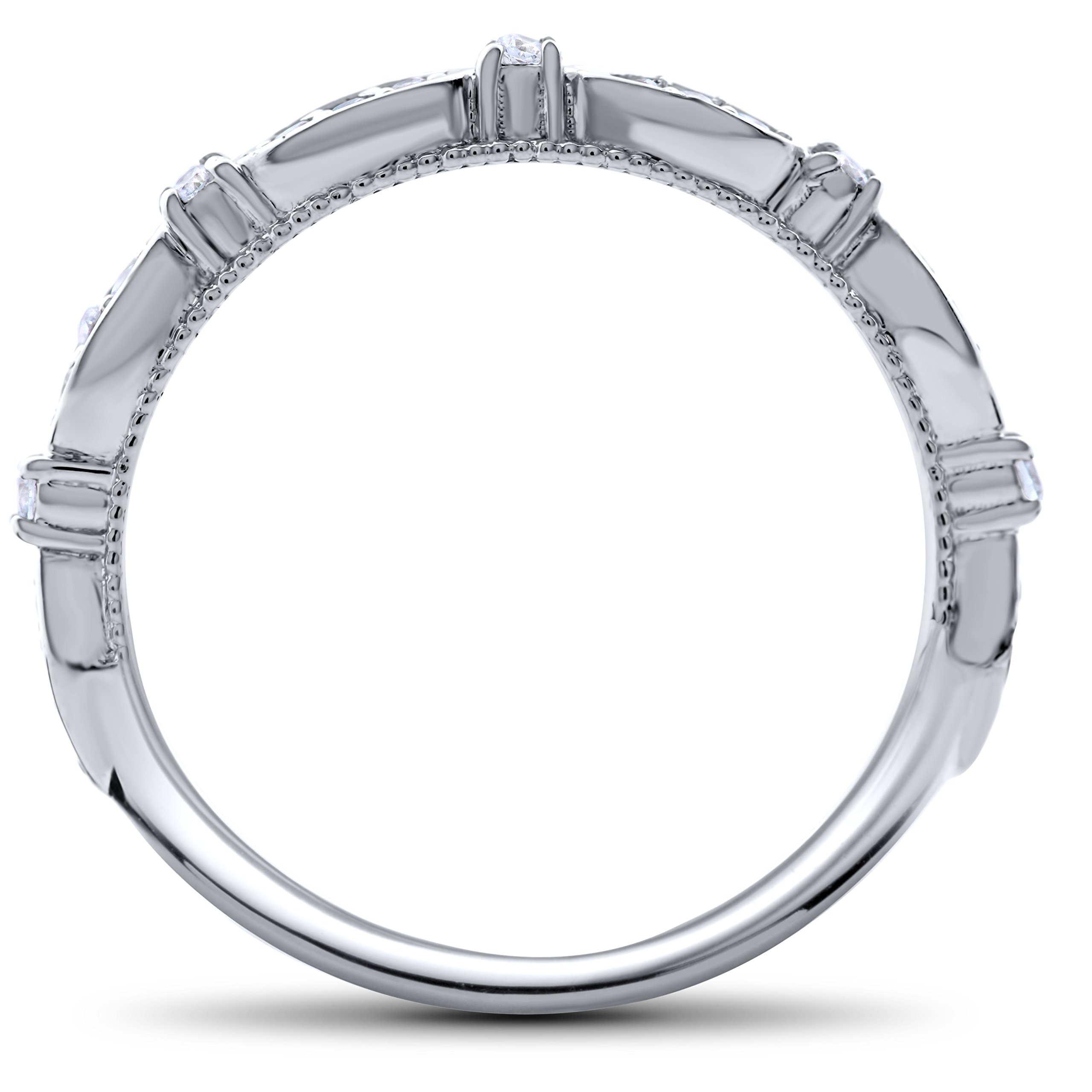 P3 POMPEII3 1 ct Vintage Diamond Engagement Ring & Matching Wedding Band Set 14k White Gold - Size 5.5