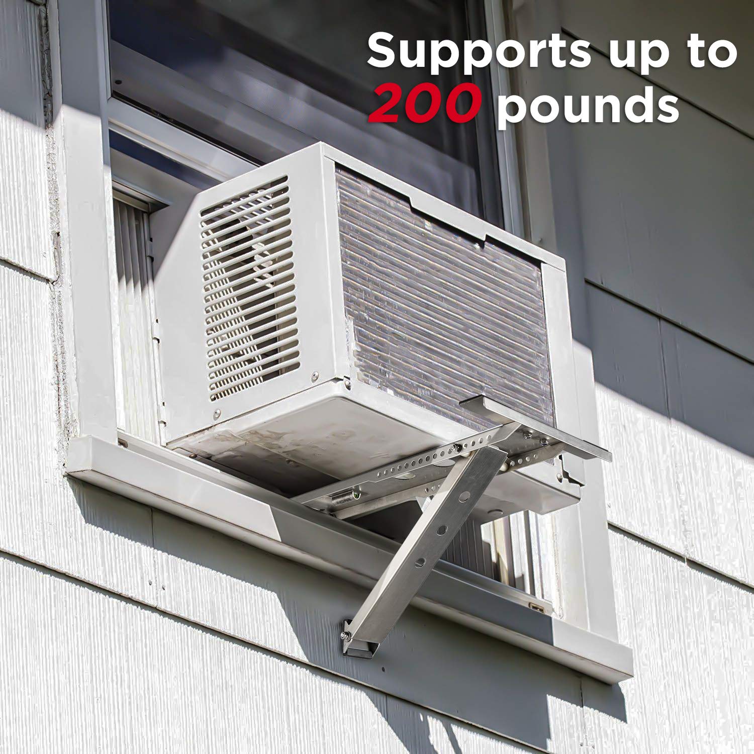 TURBRO ACS-200 Universal Window Air Conditioner Support Bracket - Up to 200 lbs - Fits 5,000 to 12,000 BTU, Heavy Duty Window AC Support for Frigidaire, GE, TOSOT, and More