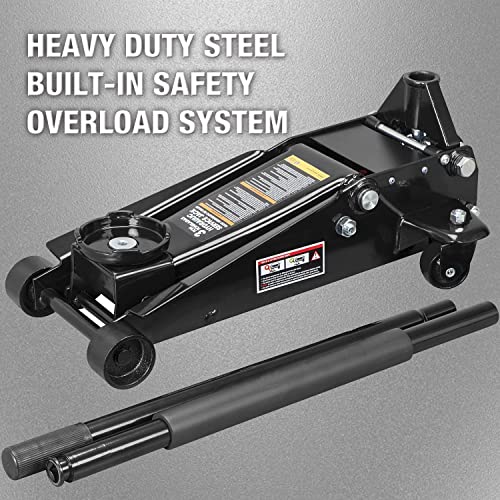 Torin ATZ830026XB Hydraulic Ultra Low Profile Heavy Duty Steel Service/Floor Jack with Dual Piston Quick Lift Pump, 3 Ton (6,000 lb) Capacity, Black