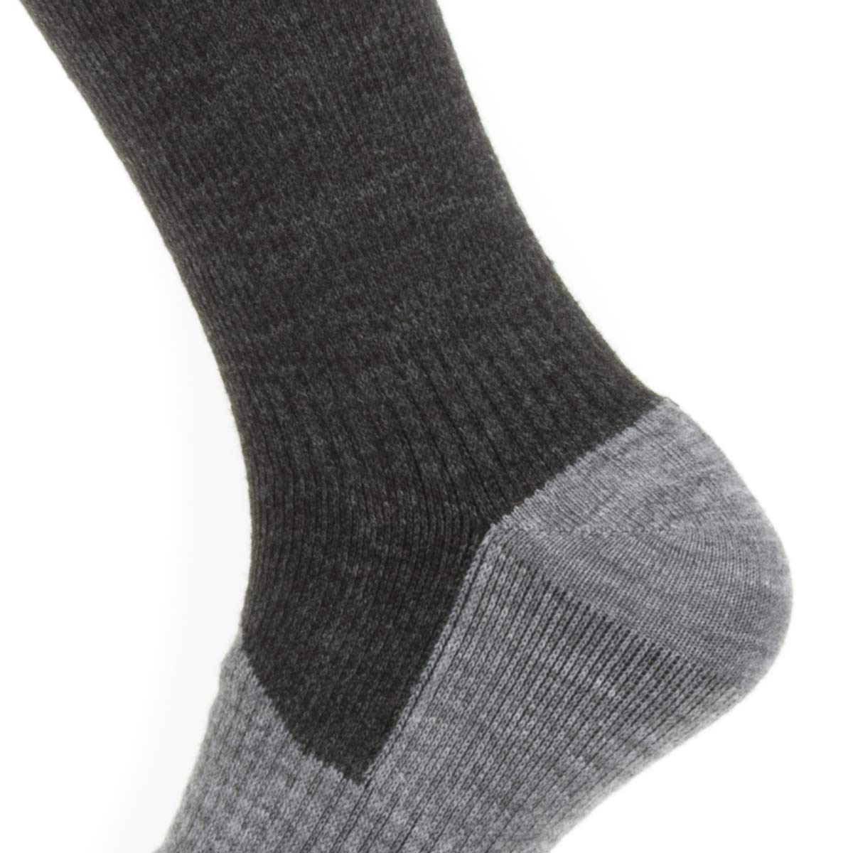 SEALSKINZ Unisex Waterproof All Weather Mid Length Sock, Black/Grey Marl, Large