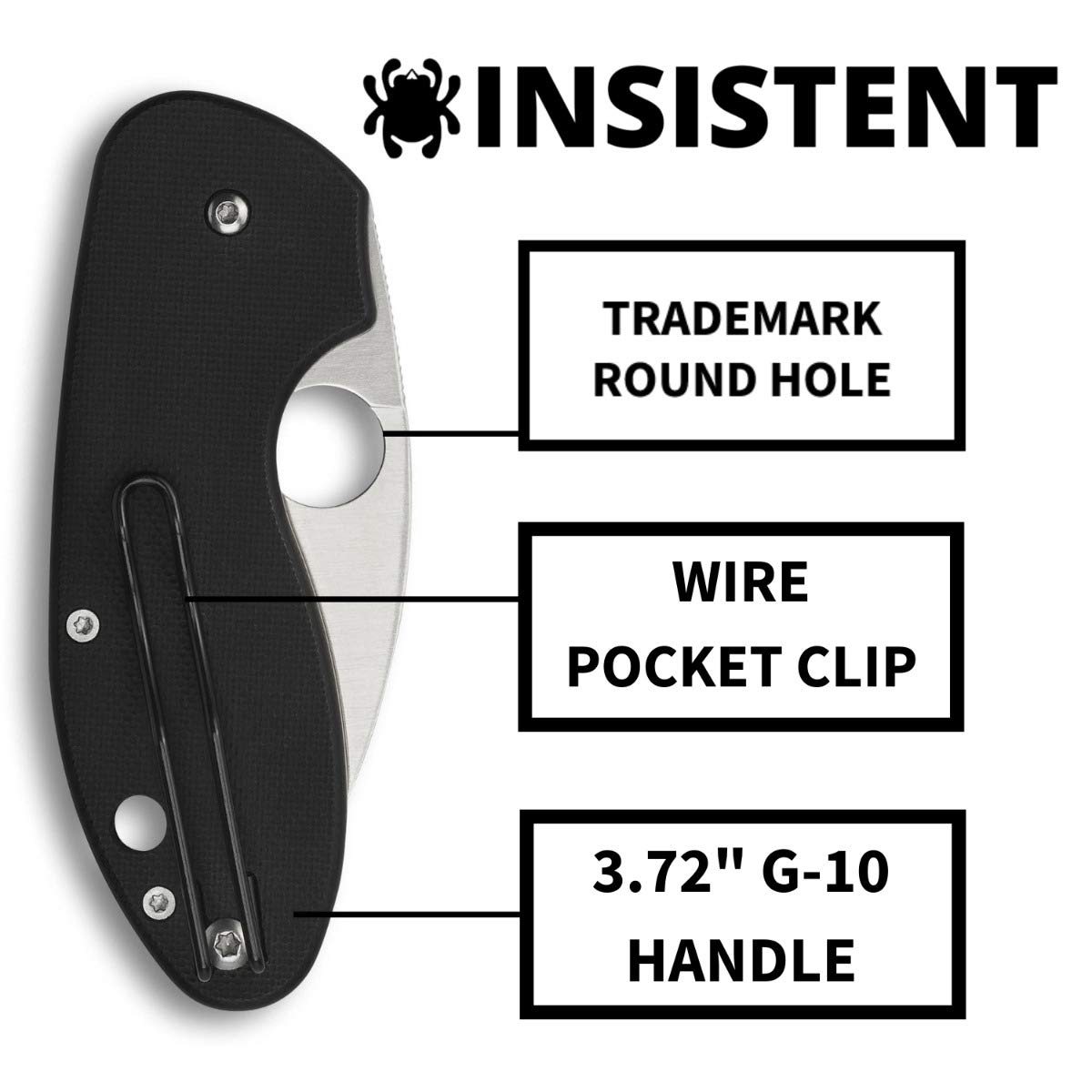 Spyderco Insistent Value Knife with 2.47" Stainless Steel Blade and Durable Black G-10 Handle - PlainEdge - C246GP
