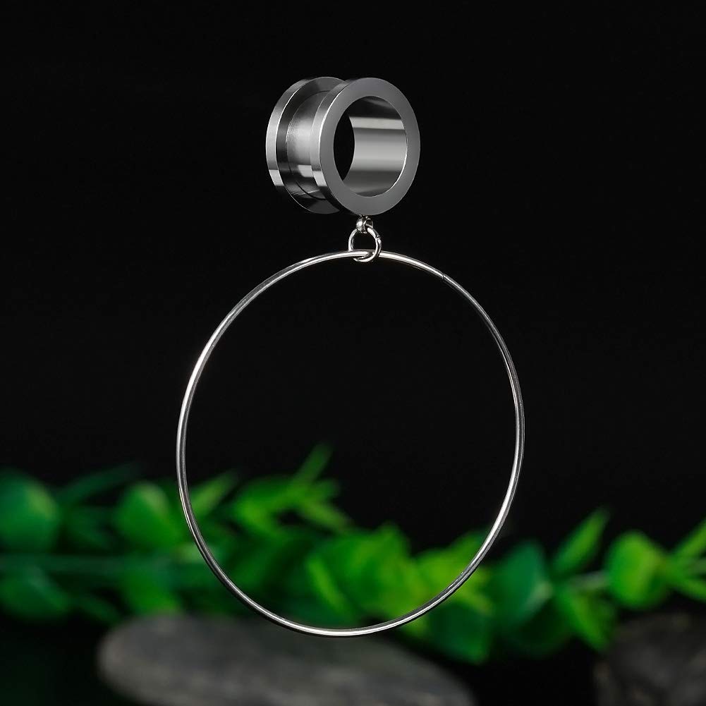 TBOSEN 1 Pair Stainless Steel Ear Plugs Expander Large Gauges Stretching Screw Saddle Fit Tunnels Gauge 2g - 13/16 inch