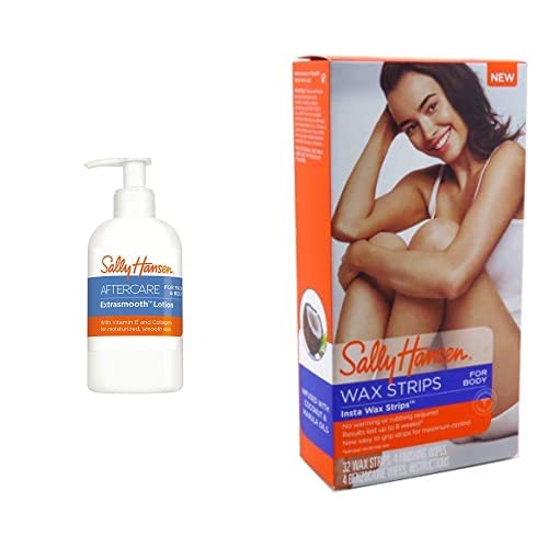 Sally Hansen Hansen Hansen Aftercare Extra Smooth Lotion, 8 Oz with Hansen Hansen Insta Wax Strips for Body, 1 Ea, 1count