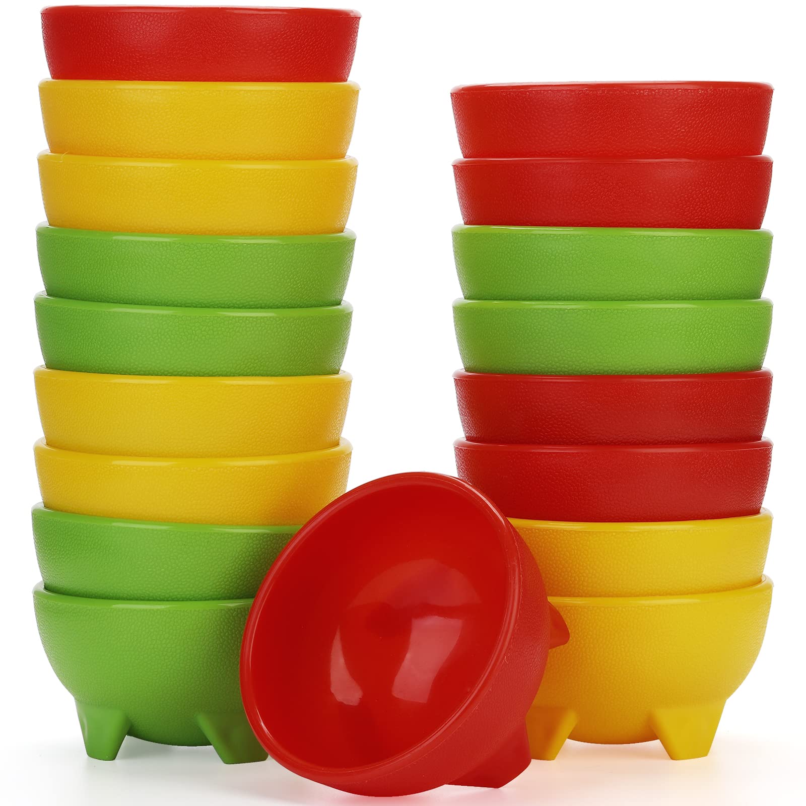 ZEAYEA Set of 18 Salsa Bowls, 12 oz Plastic Dipping Bowls, 4.5" Mexican Party Serving Bowls, Plastic Guacamole Bowls for Condiments, Dipping Sauces, Taco, Snack
