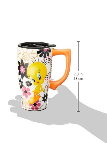 Spoontiques - Ceramic Travel Mugs - Tweety Cup - Hot or Cold Beverages - Gift for Coffee Lovers