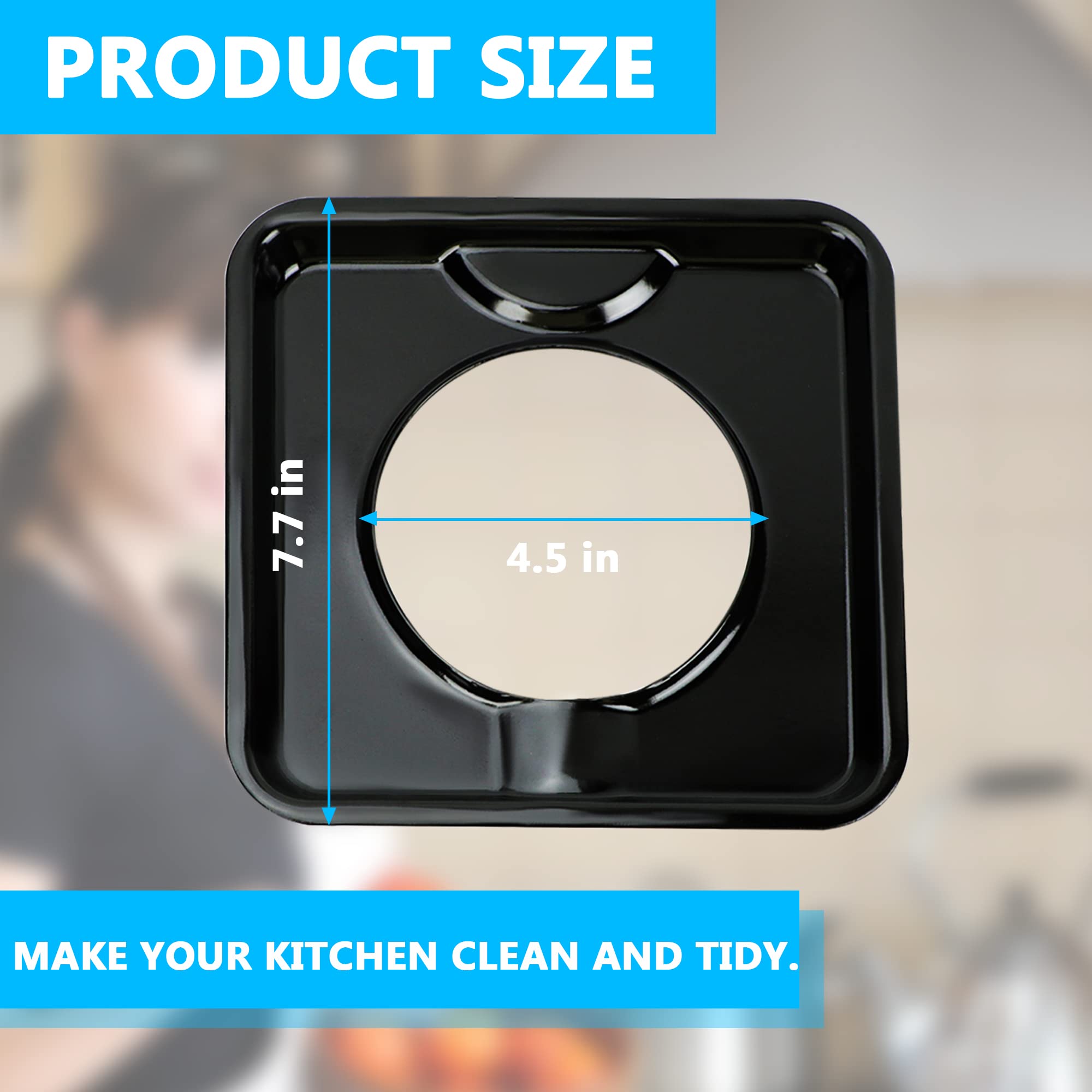 Puxyblue Black Steel Heavy Duty Square Reusable Drip Pan Gas Burner Bib Liner Covers BN24 Replaces WP786333, AP6011553, PS11744751 Liner Covers,4 Packs