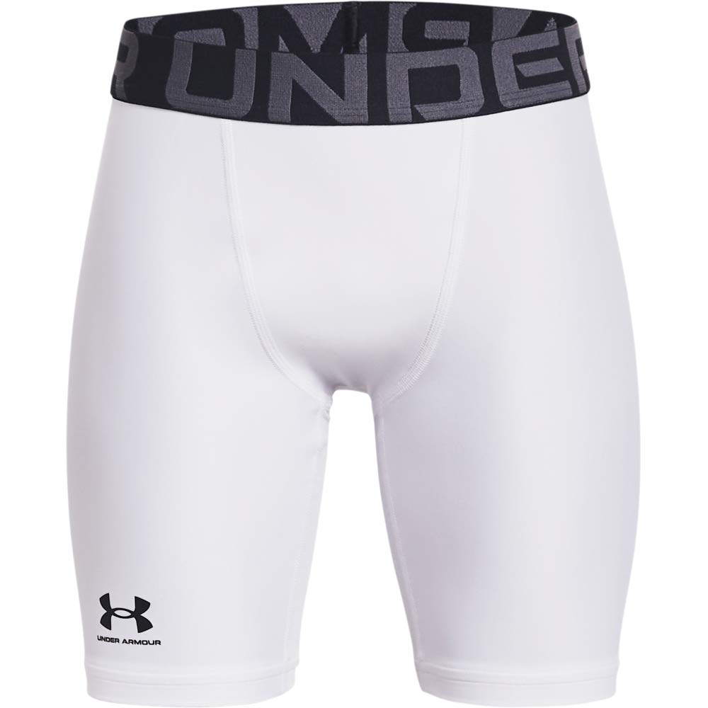 Under Armour Boys HeatGear Armour Shorts , White (100)/Black , Small