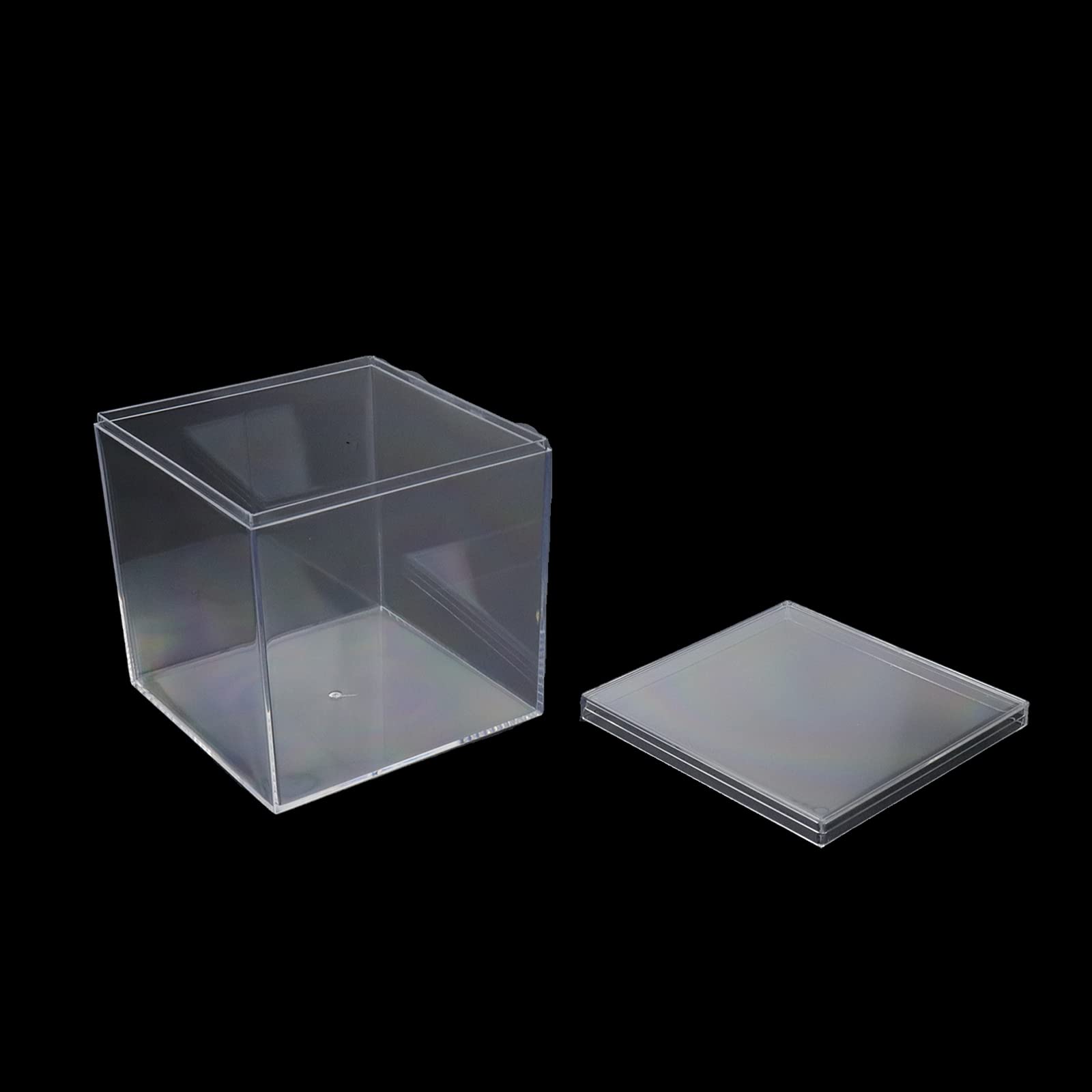Wealrit 1 Pc Clear Acrylic Square Cub Boxes Display Case Plastic Storage Boxes with Lid Organize Containers(4.7 x 4.7 x 4.7 inch)