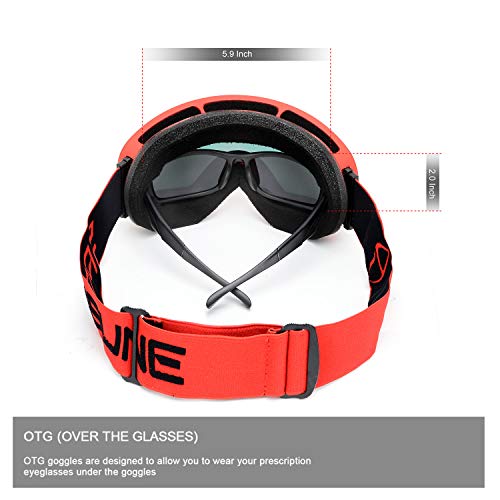 SPOSUNE Ski Goggles Over Glasses - Snow Goggle for Men Women Youth Snowboard Skiing - UV400 Anti-Fog Snowmobile Goggles