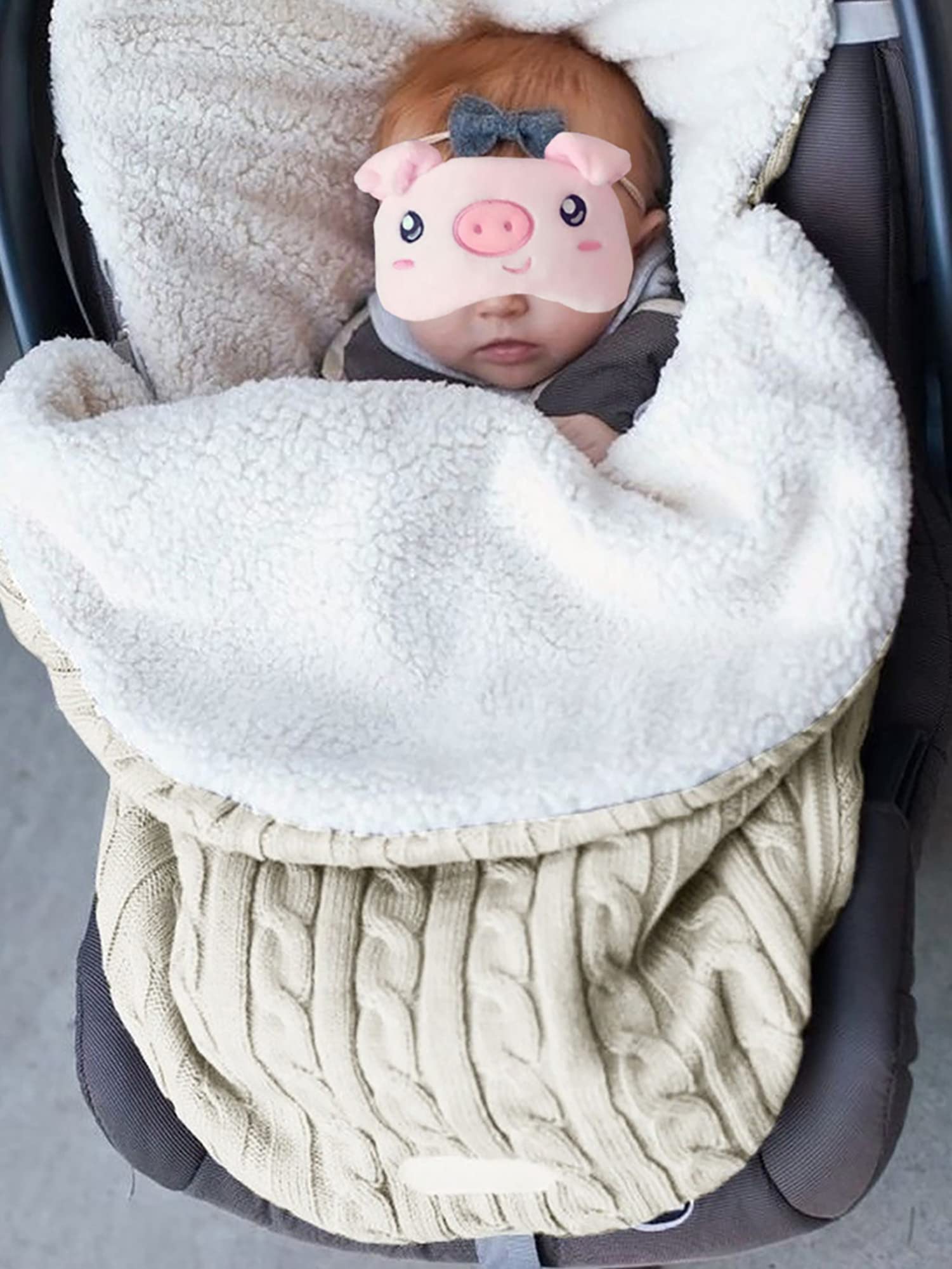 Uheng Newborn Baby Swaddle Blanket Wrap, Unisex Infant Toddler Kids Knit Soft Warm Fleece Sleeping Bag