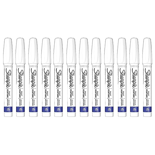 Sharpie Oil-Based Paint Marker, Medium Point, White Ink, Pack of 12