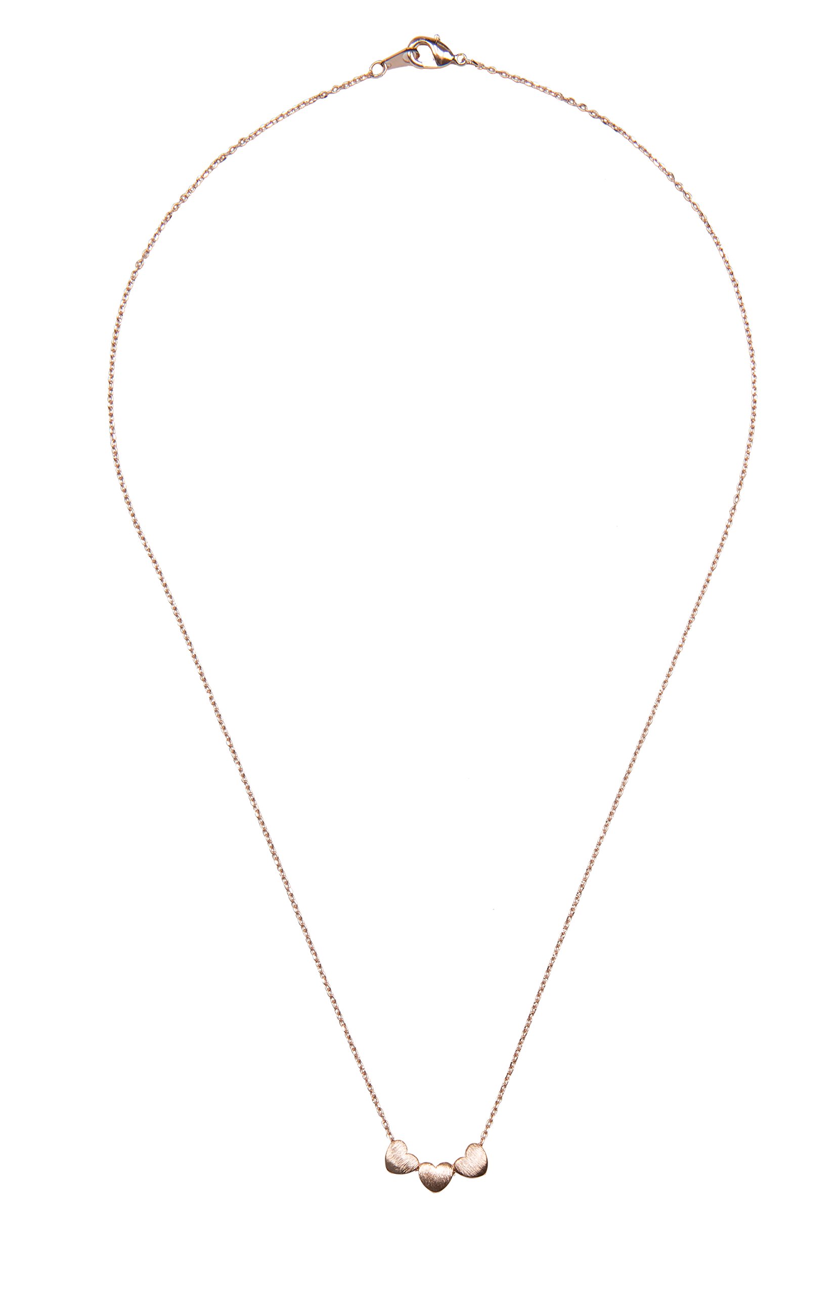 SPUNKYsoul Handmade 3 Heart Necklace Collection (Gold Chain with Gold Silver Rose Gold Hearts)