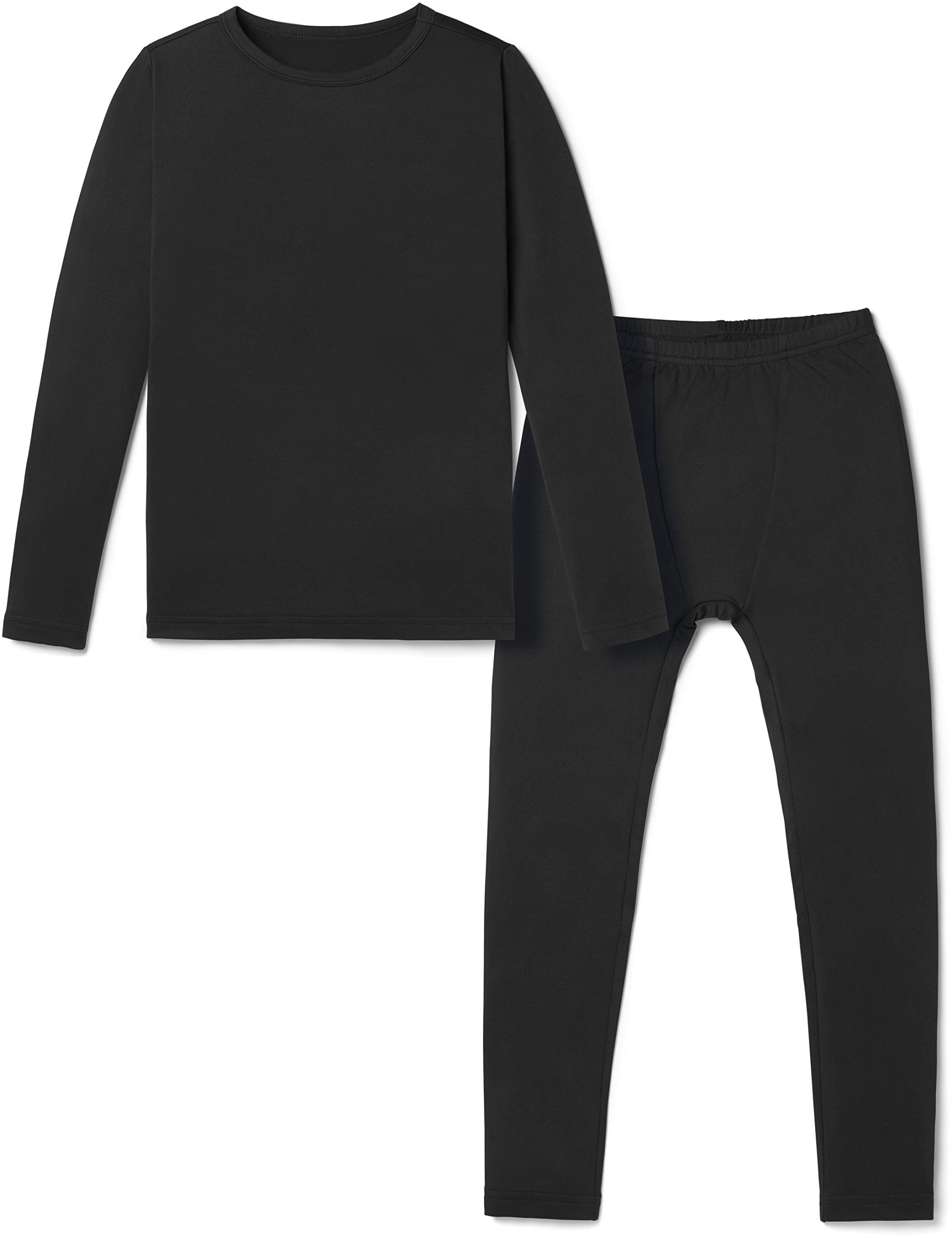 TSLA Kid's & Boy's and Girl's Thermal Underwear Set, Soft Fleece Lined Long Johns, Winter Base Layer Top & Bottom, Boy Thermal Set Black, 16