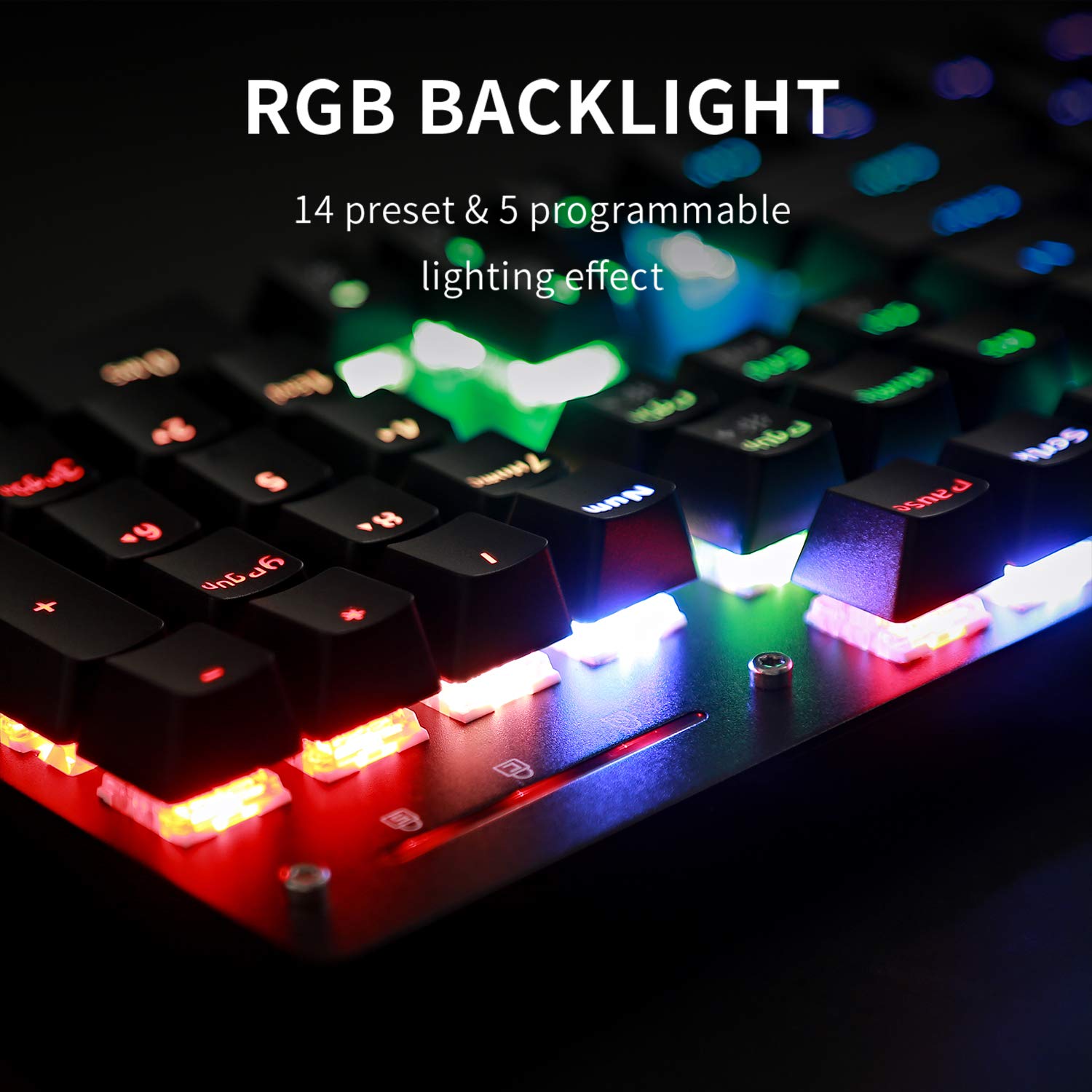 Teamwolf Mechanical Gaming Keyboard RGB 104 Full Keys Blue Switches Professional Anti-Ghost Programmable for PC Gamer and Laptop