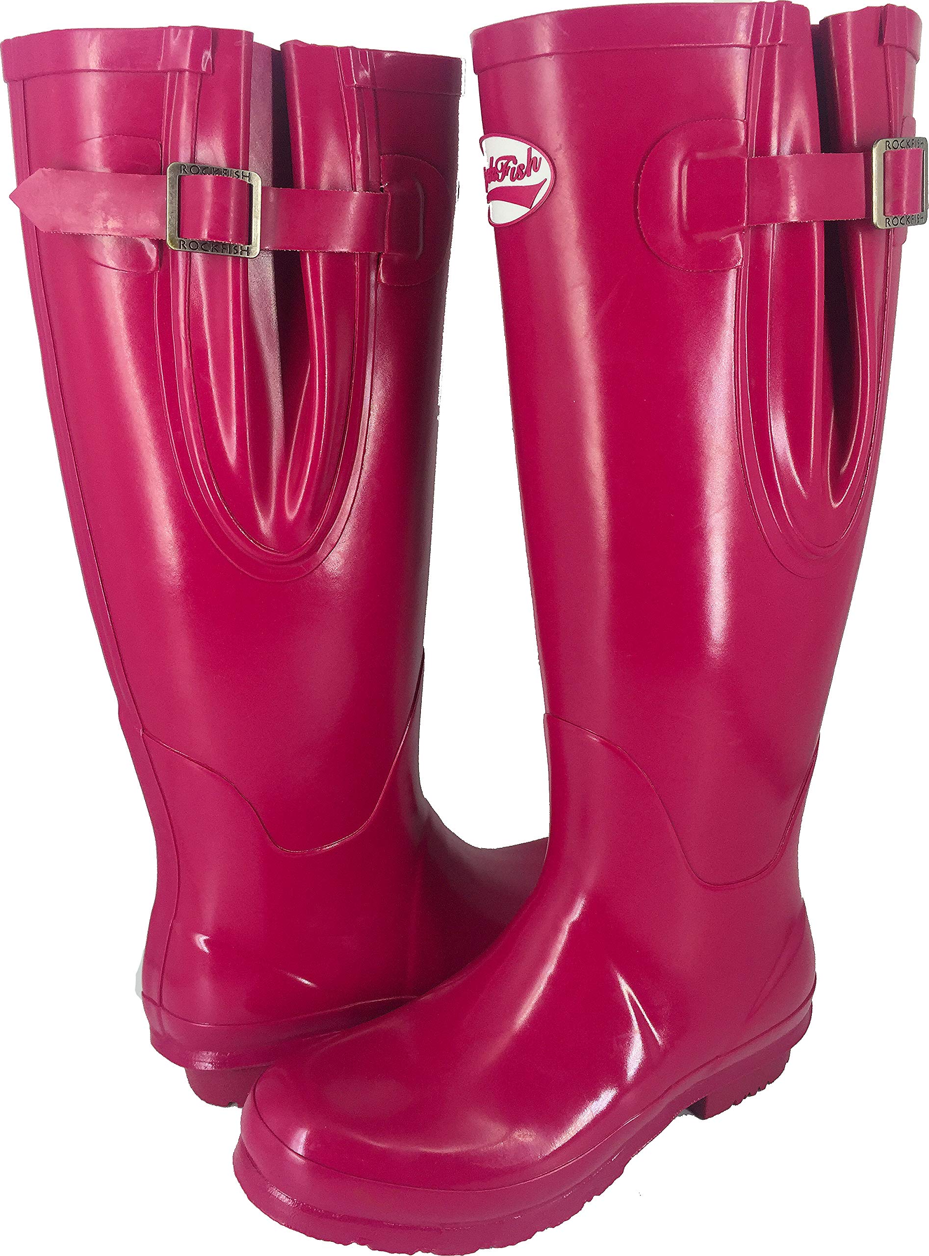 Shires Rockfish Adj Gloss Tall Wellington Boot 7 Magenta