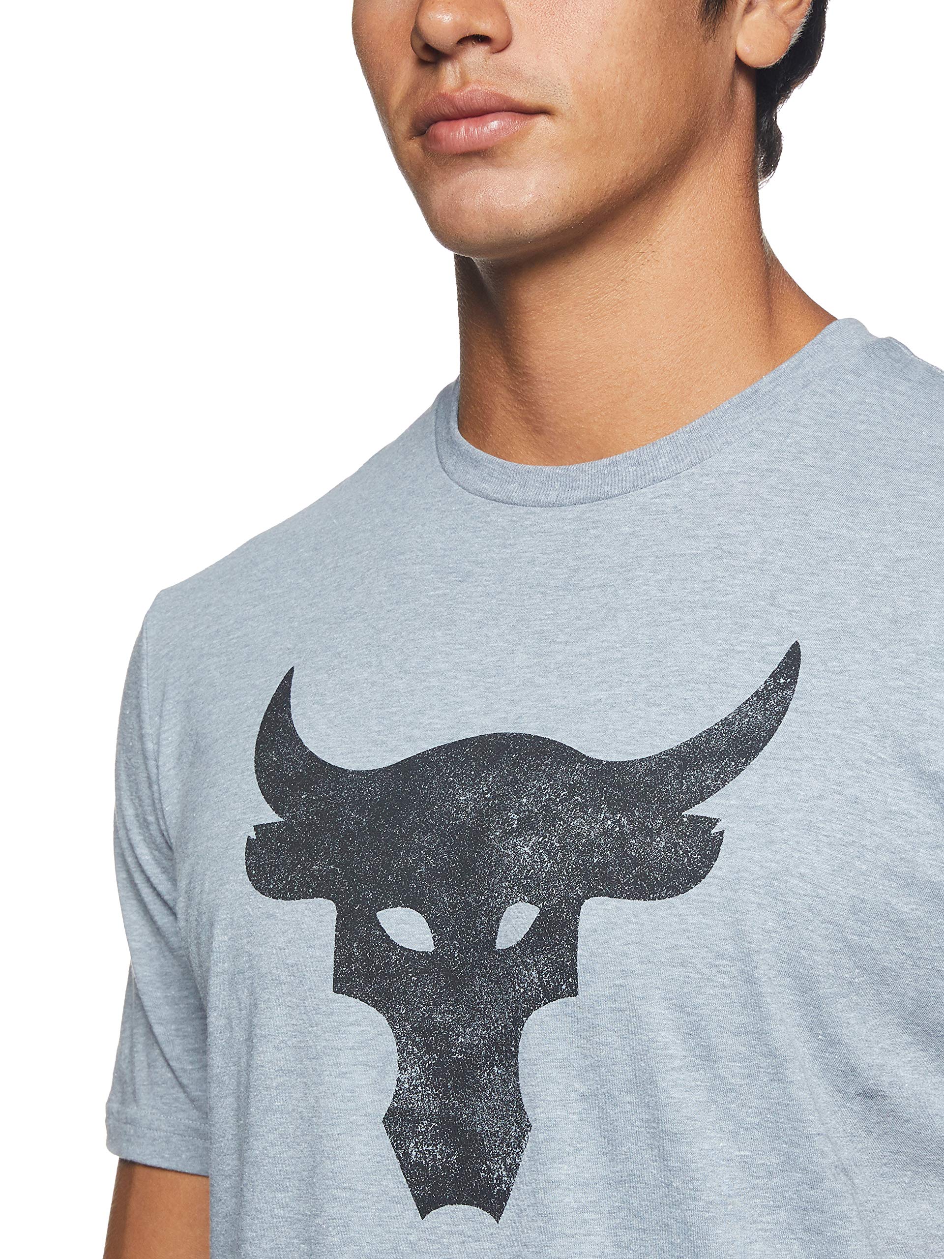 Under Armour Mens UA Project Rock T-Shirt (Steel Light Heather/Black - 035, Large)