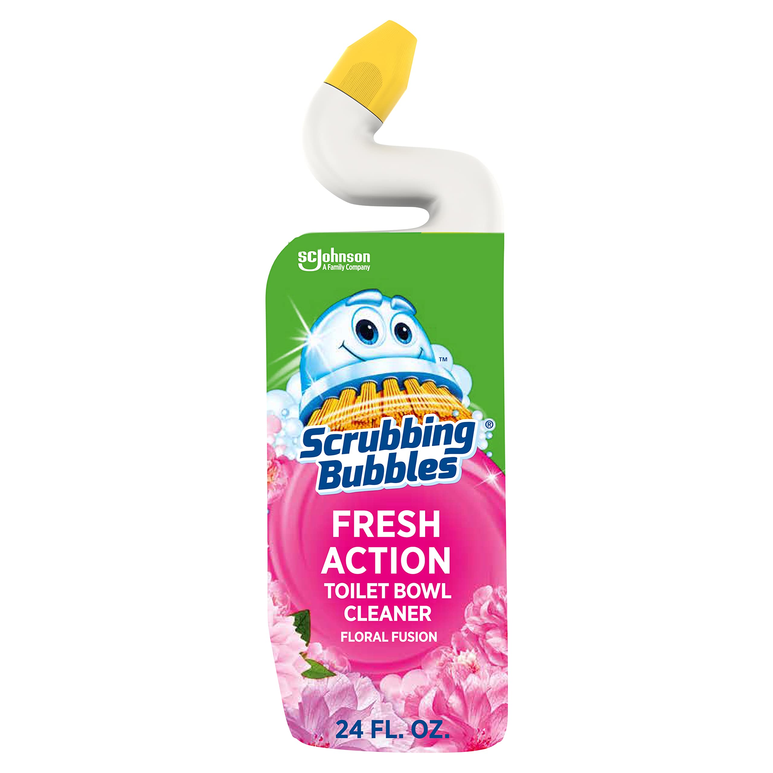 Scrubbing Bubbles Toilet Cleaner Gel, Toilet Bowl Cleaner Removes Limescale & Hard Water Stains, Floral Fusion Scent, 24 oz
