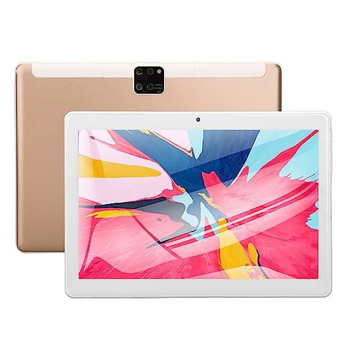 UPQRSG 10.1 Inch Tablet for 10, 6GB 128GB Tablets with 8800Mah, 1960X1080 IPS HD 8MP 16MP Camera, 10 Core Processor 2.4G 5G Dual Band WiFi, Gold Tablet 100‑240V(US)
