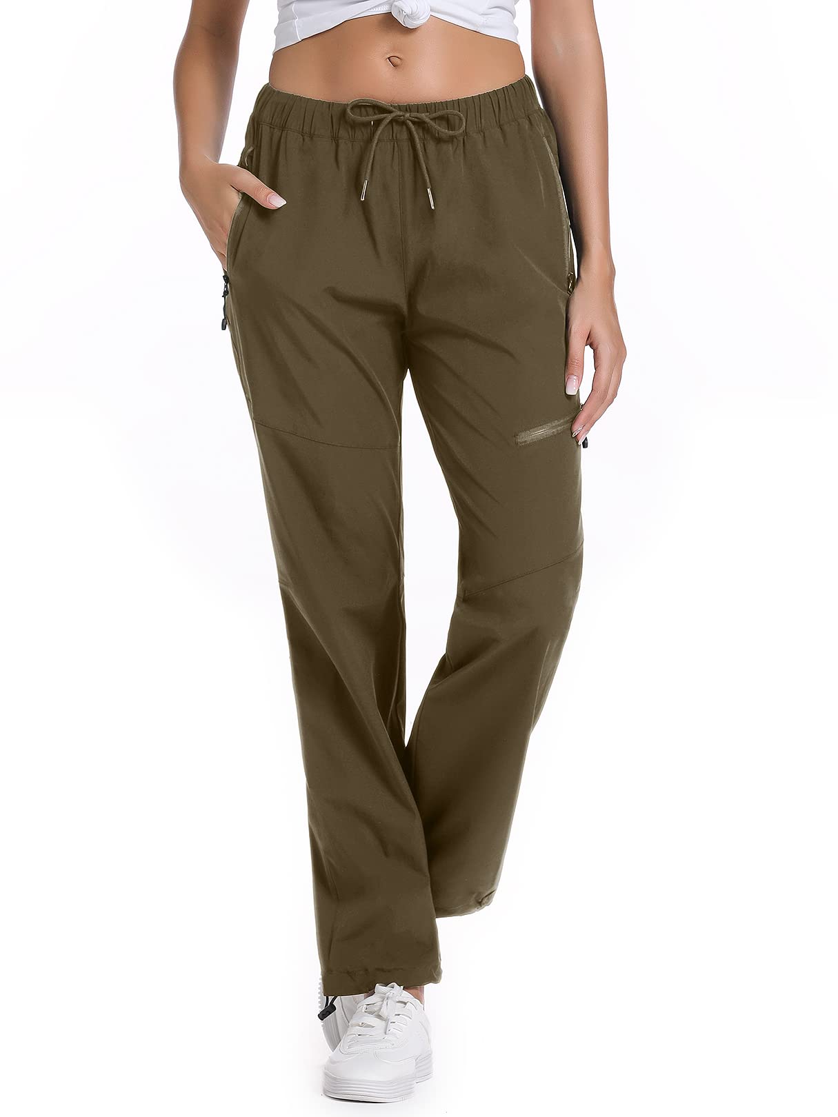 Women's Hiking Cargo Pants Quick Dry Lightweight Water Resistant Joggers Pants Zipper Pockets,2116 Celadon US 28