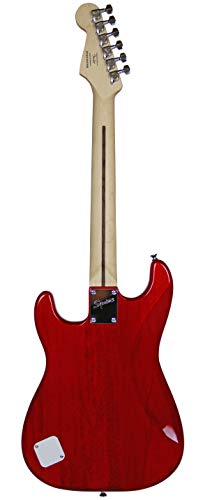 Squier by Fender Short Scale Stratocaster Pack with Frontman 10G Amp, Cable, Strap, and Picks - Red
